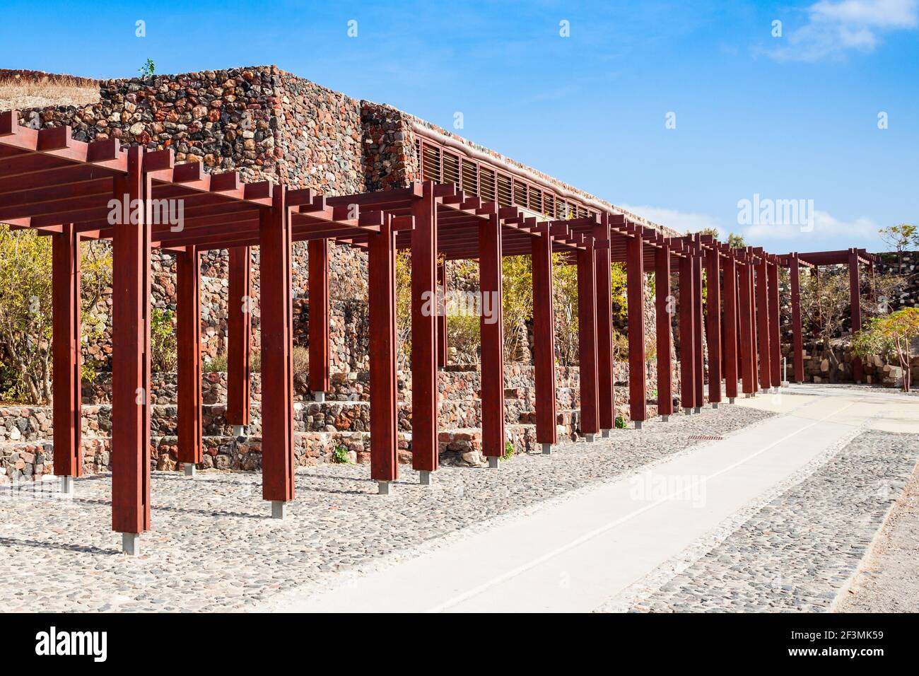 Akrotiri Archaeological Site Museum near Fira, Santorini island in ...