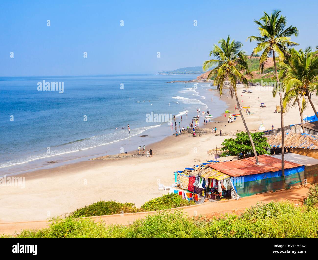 Vagator or Ozran beach aerial panoramic view in north Goa, India Stock ...