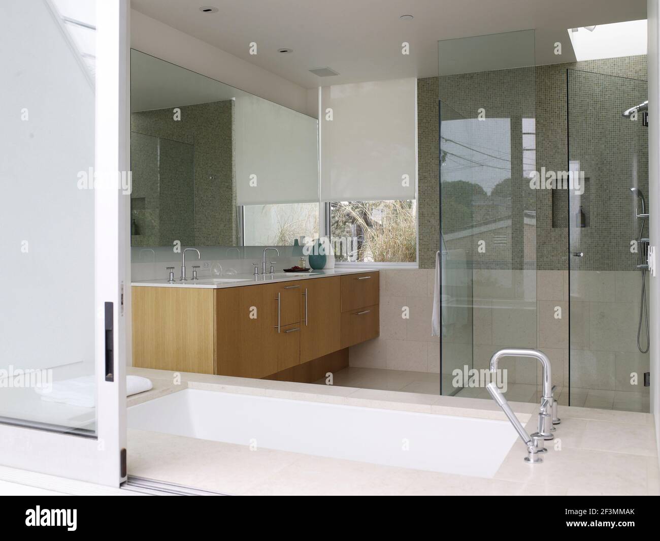 View through window into bathroom in USA home Stock Photo - Alamy