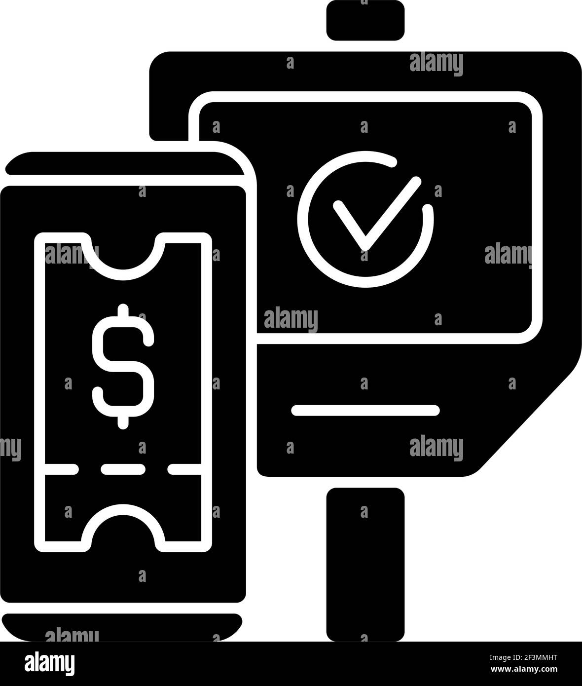 Contactless ticketing in public transport black glyph icon Stock Vector ...