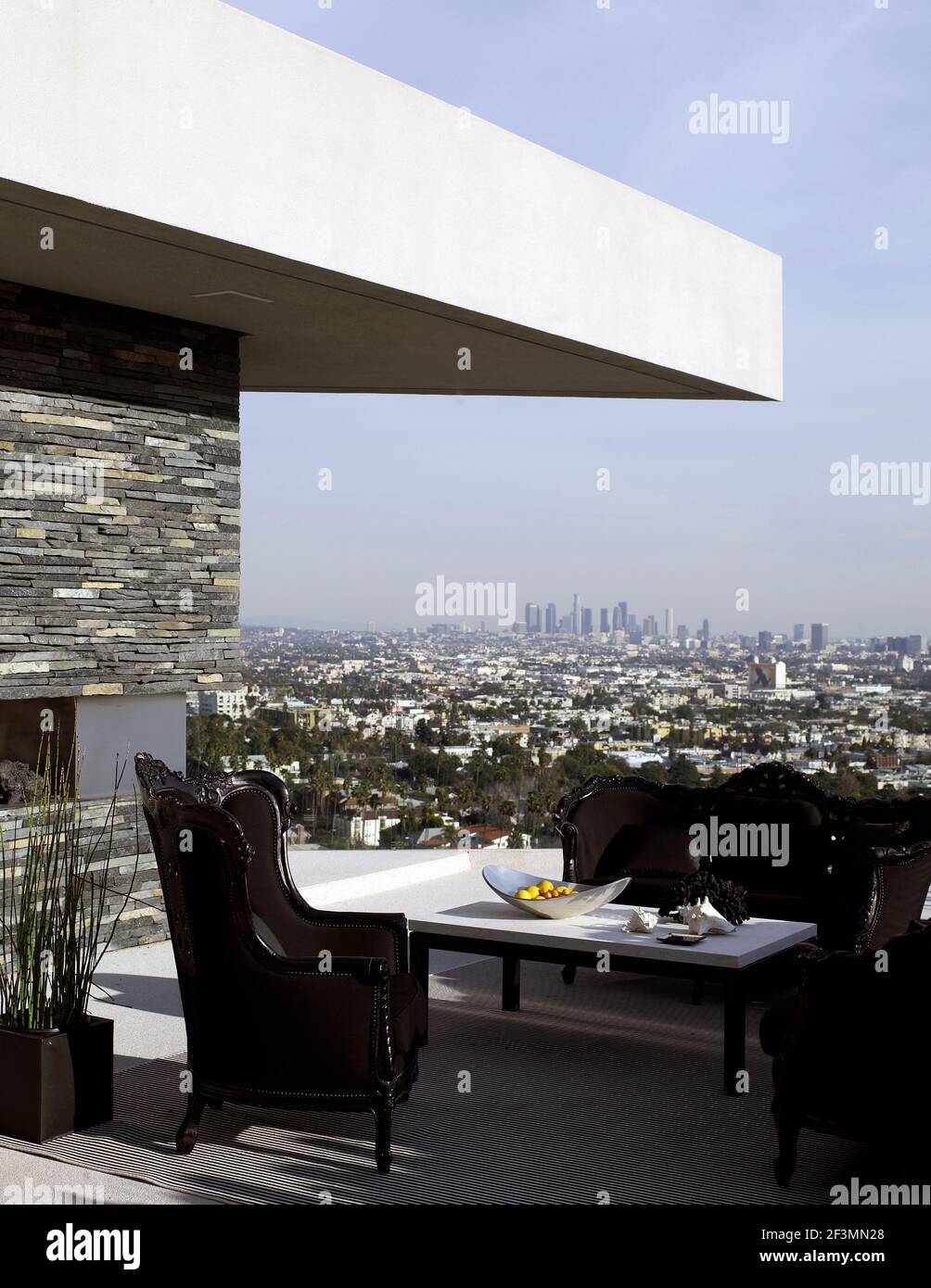 Elevated view from terrace to city beyond from USA home Stock Photo - Alamy