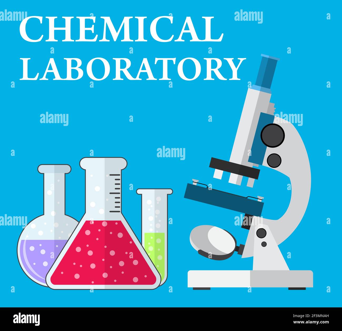 laboratory microscope and test tubes with liquid Stock Vector Image ...