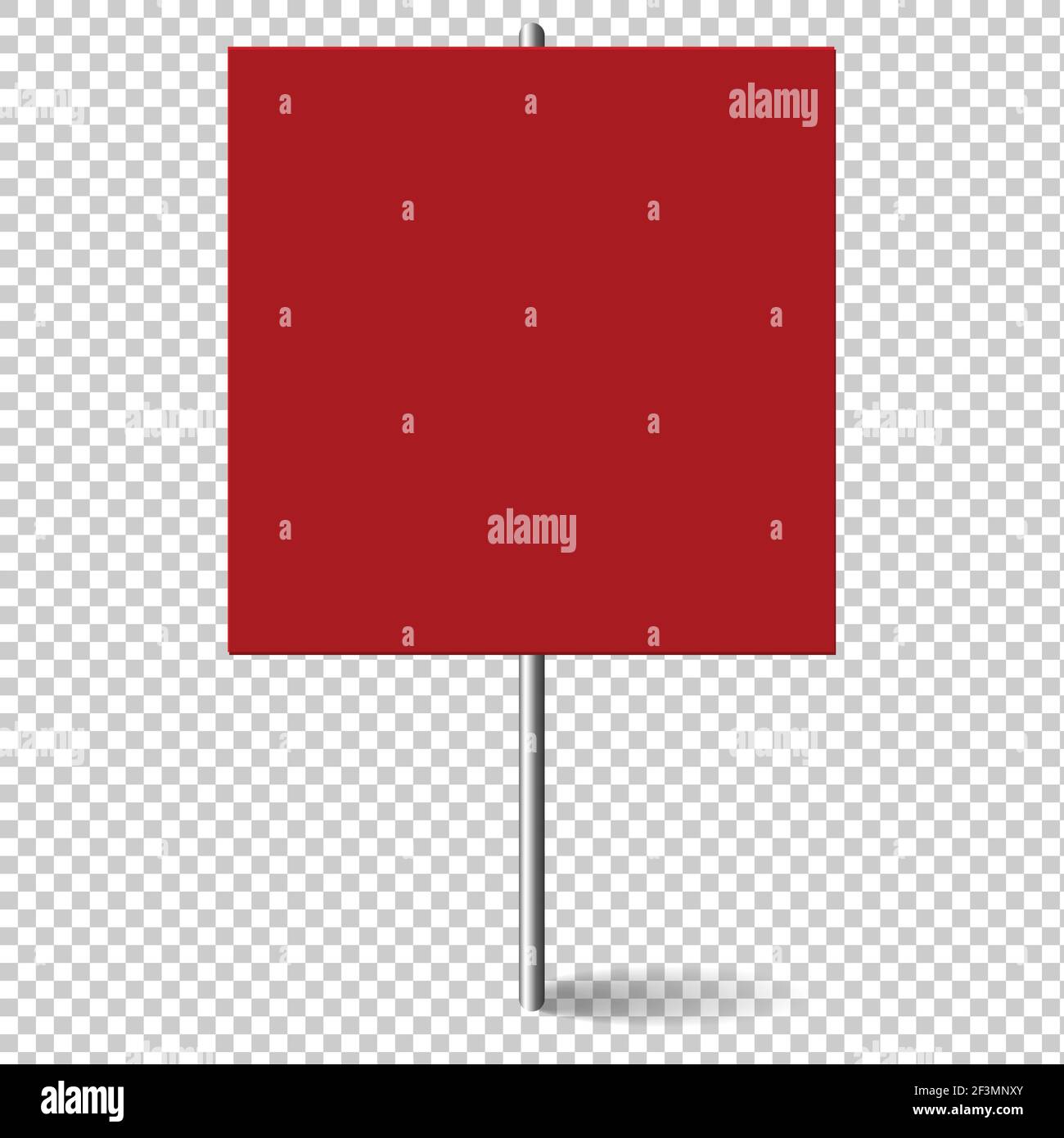 Red square Blank banner mock up on metal stick. Protest placard, public ...
