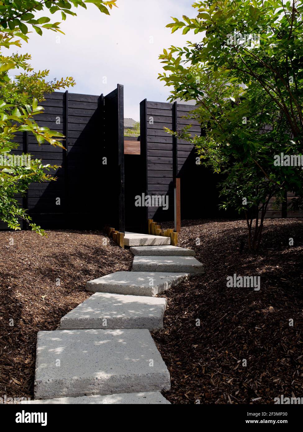 Paving block path to gate in USA garden Stock Photo - Alamy