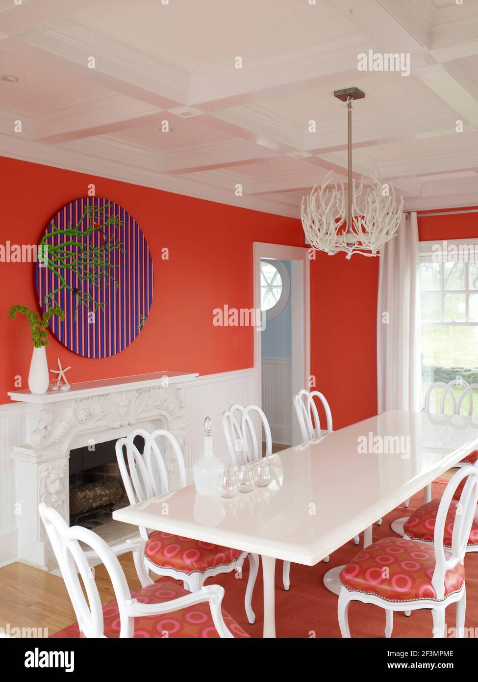 Red Dining Room Ceiling Designs Adding Picture Molding To The Dining