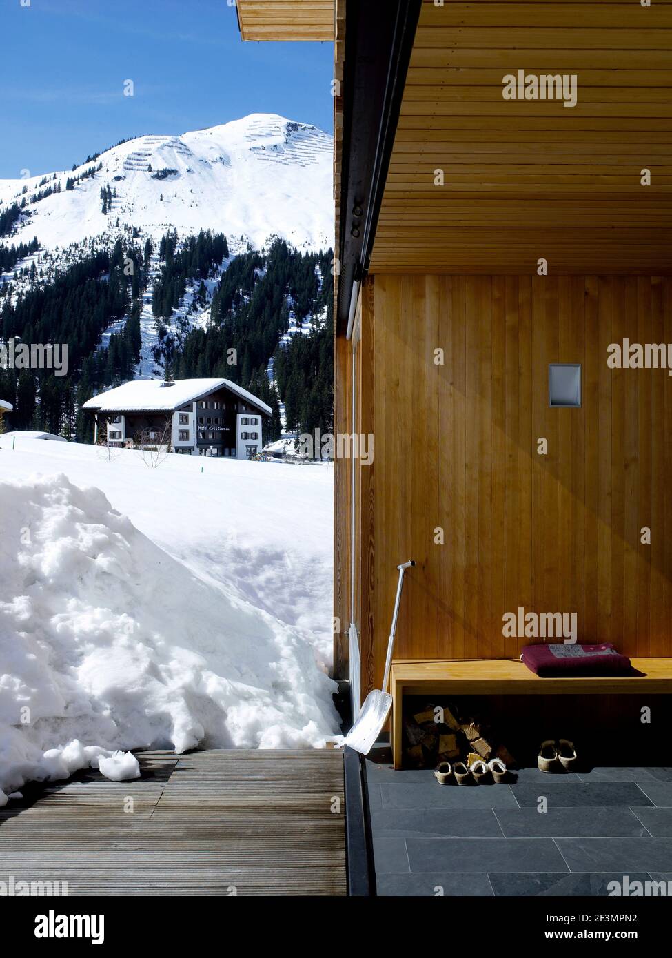 Shaded terrace outside Austrian home Stock Photo - Alamy