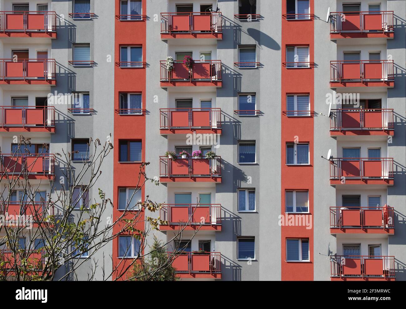 Generic apartment building in Poland. Prefabricated concrete ...
