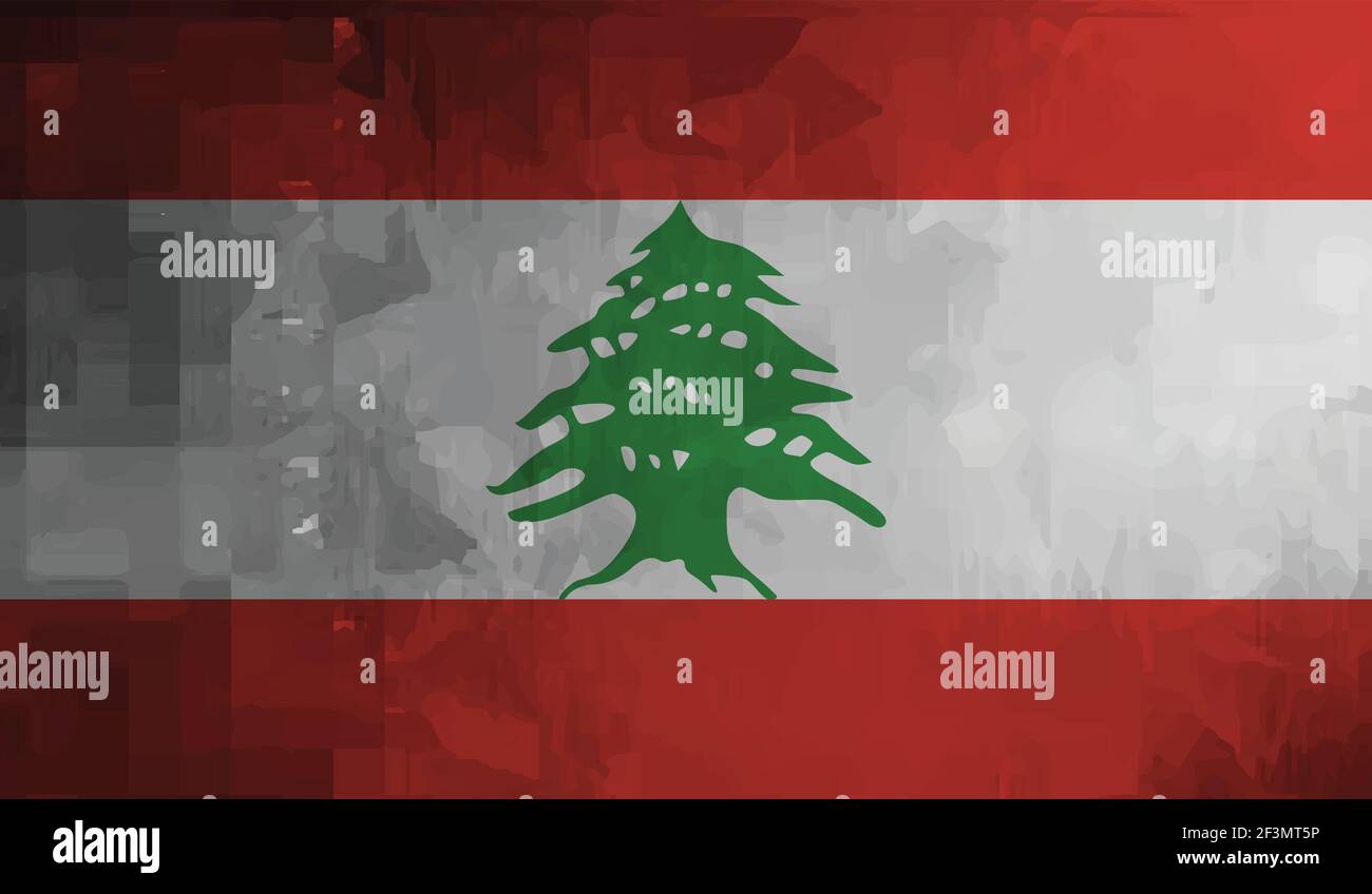 Lebanon flag with waving grunge texture. Vector background Stock Vector ...