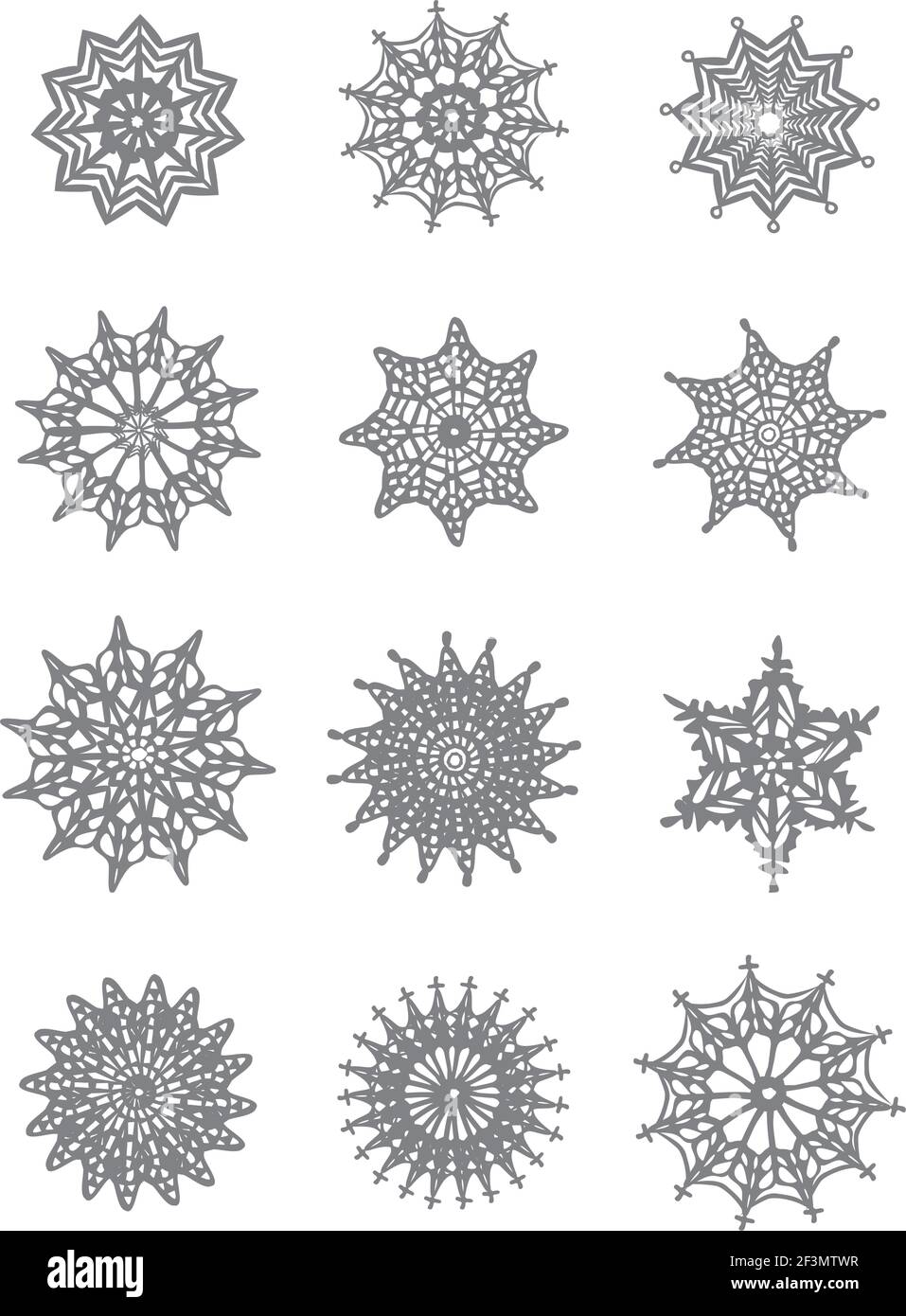 Set of snowflakes and stars. Vector illustration Stock Vector Image ...
