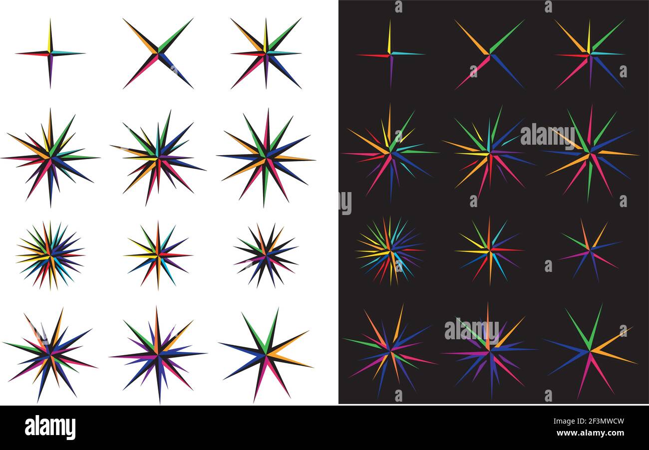Set of snowflakes and stars. Vector illustration Stock Vector Image ...