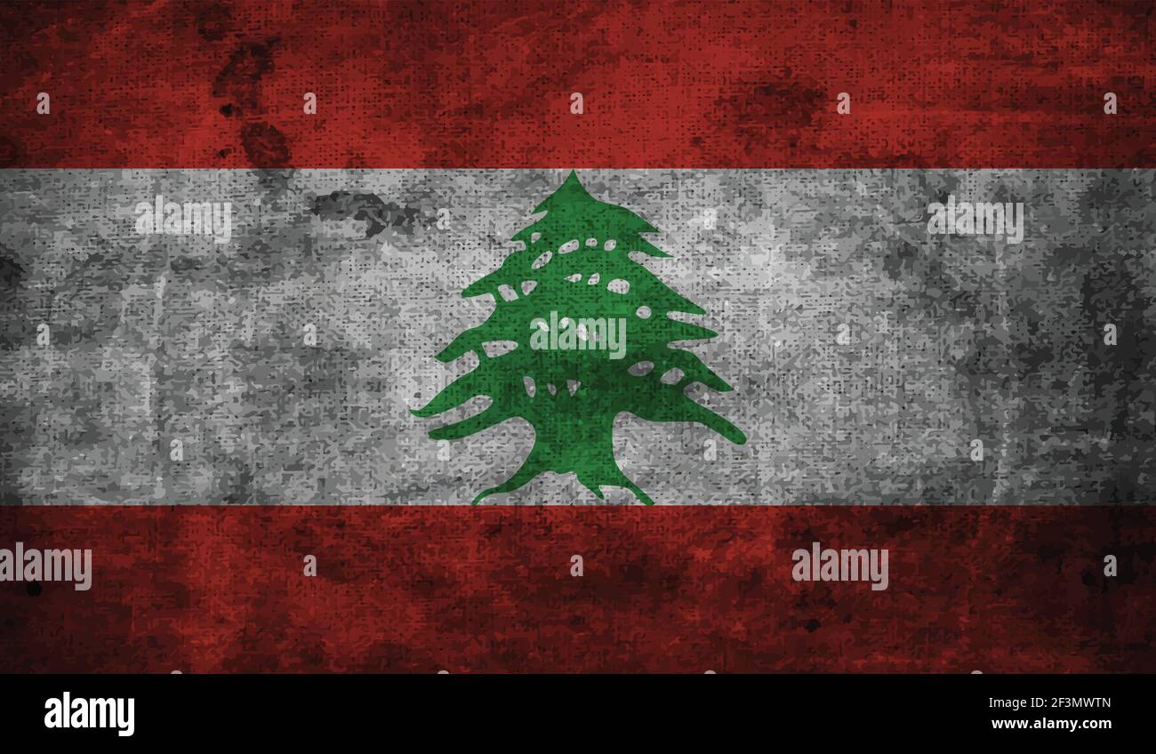 Lebanon flag with waving grunge texture. Vector background Stock Vector ...