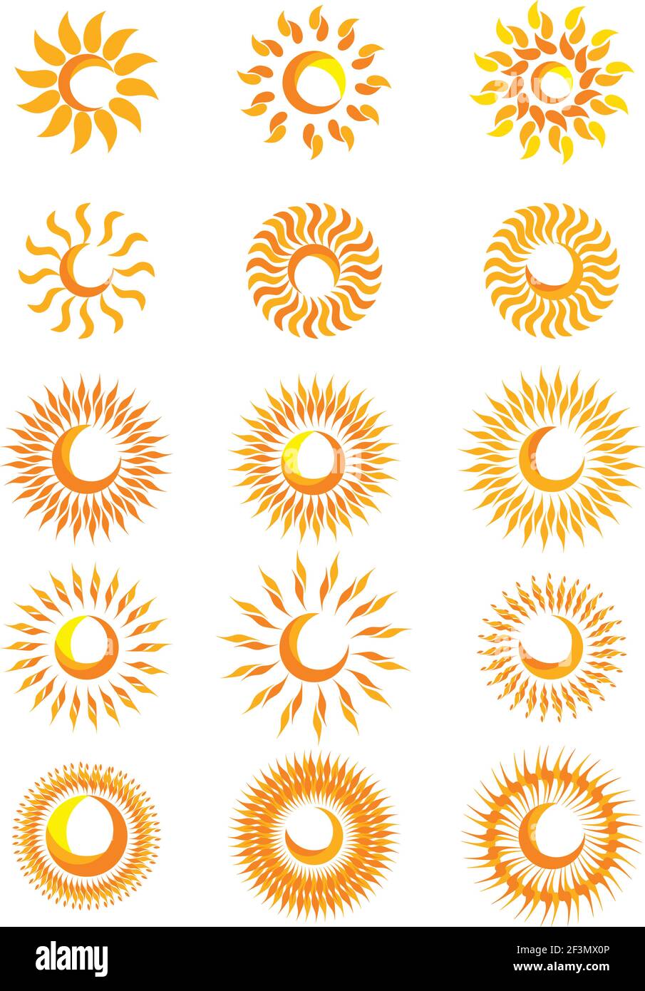 Vector set of sun icons Stock Vector Image & Art - Alamy