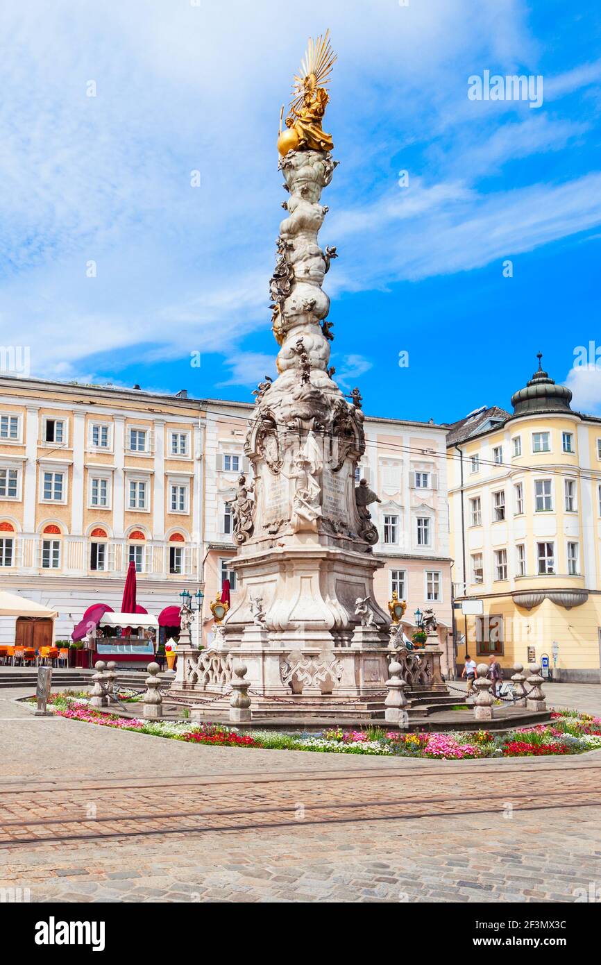Holy Trinity column on the Hauptplatz or main square in the centre of ...