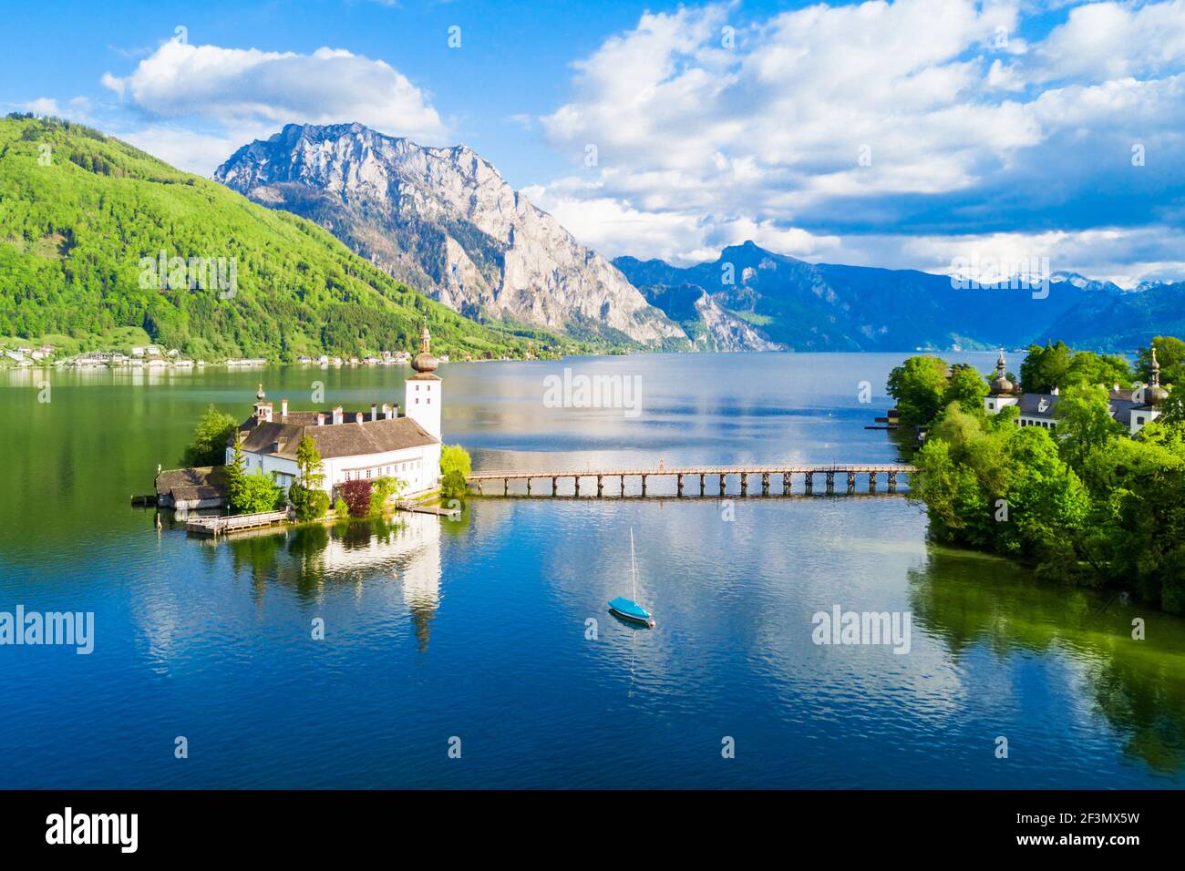Gmunden Schloss Ort or Schloss Orth on the Traunsee lake aerial ...