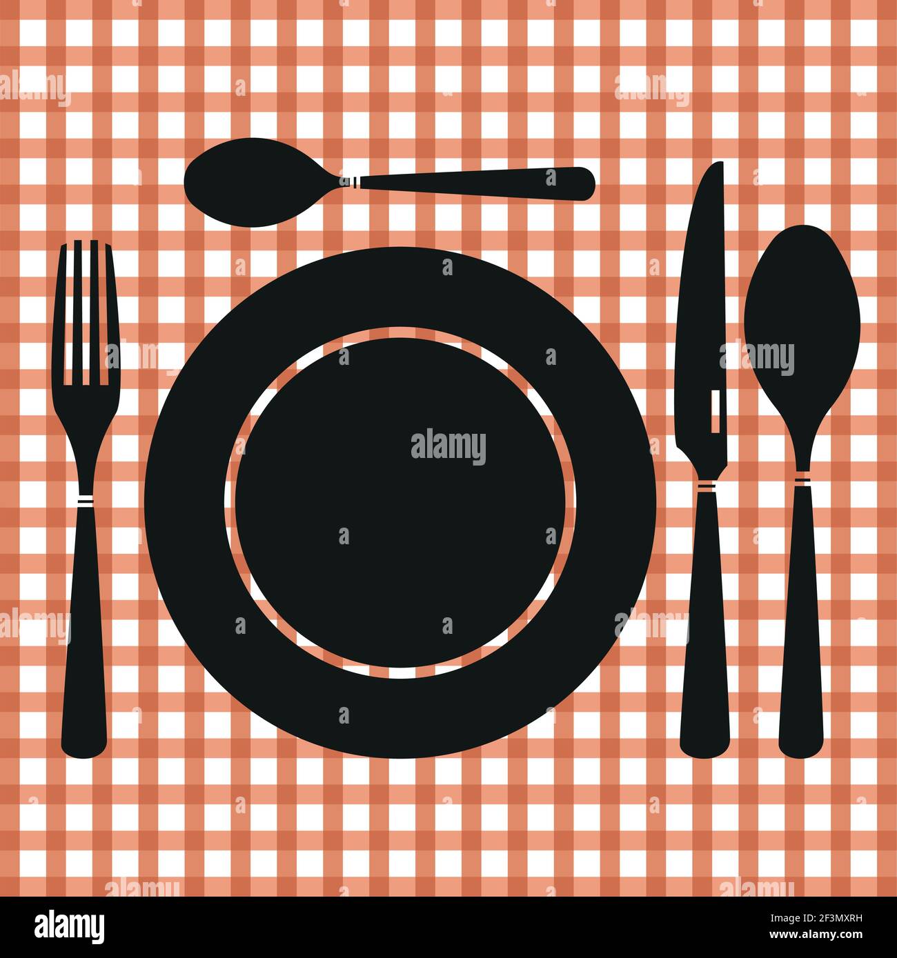 Knife fork on tablecloth Stock Vector Images - Alamy
