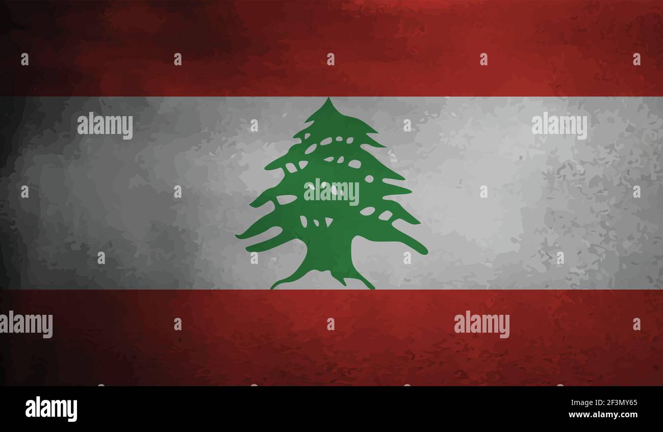 Lebanon flag with waving grunge texture. Vector background Stock Vector ...