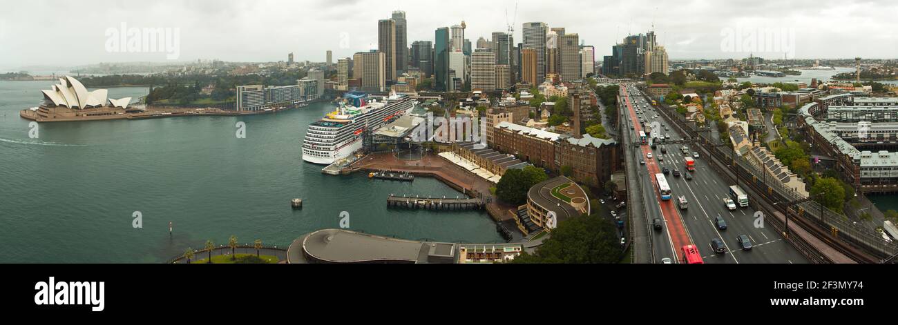 View from Pylon Lookout on Harbour Bridge in Sydney in New South Wales ...