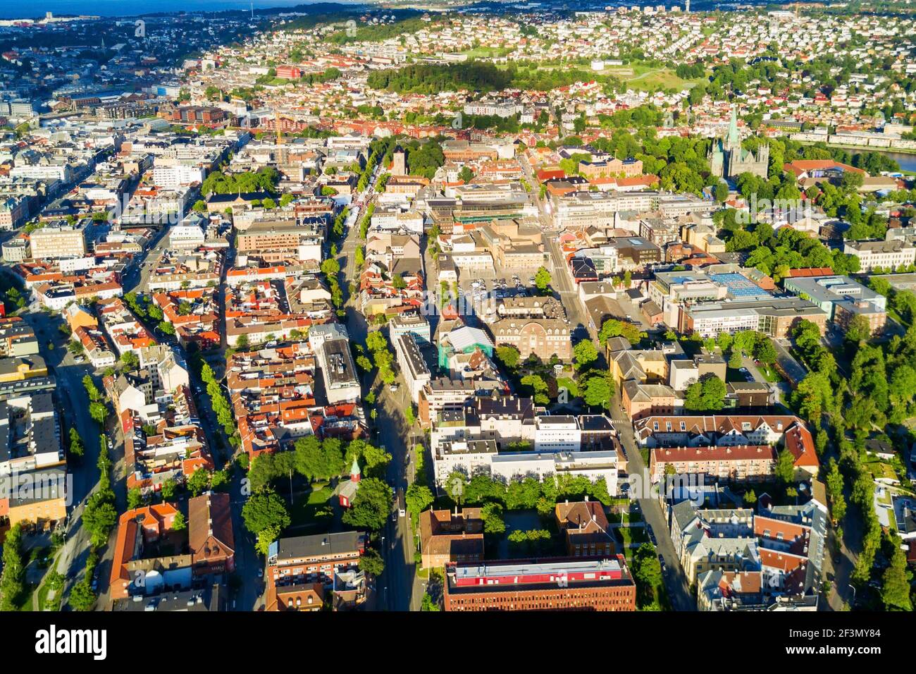 Trondheim city aerial panoramic view. Trondheim is the third most ...