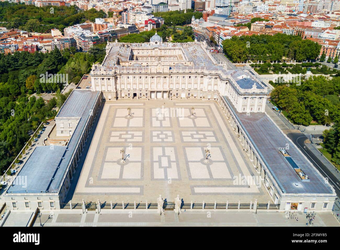The Royal Palace of Madrid aerial panoramic view. Palacio Real de ...