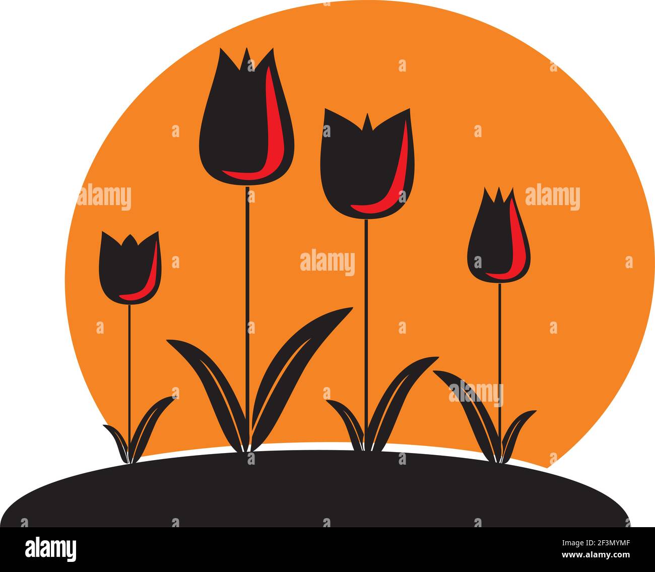 Garden with tulips. Vector illustration Stock Vector Image & Art - Alamy