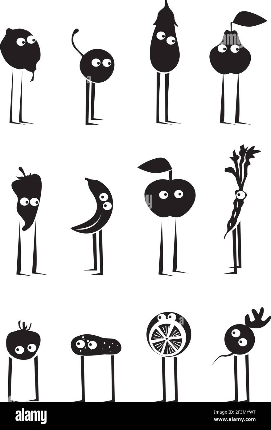 Set funny apple characters Cut Out Stock Images & Pictures - Alamy