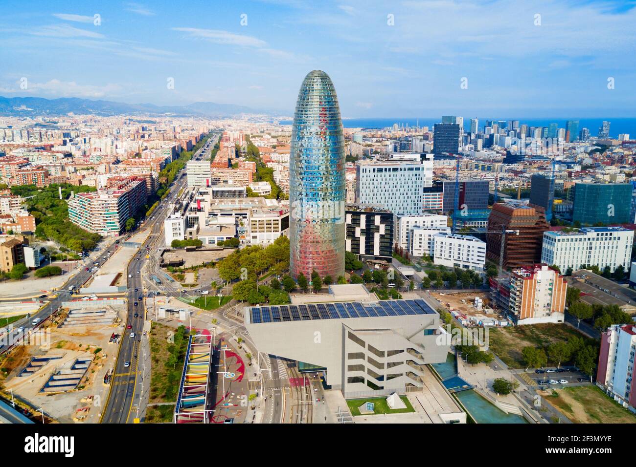 Barcelona aerial panoramic view. Barcelona is the capital and largest ...