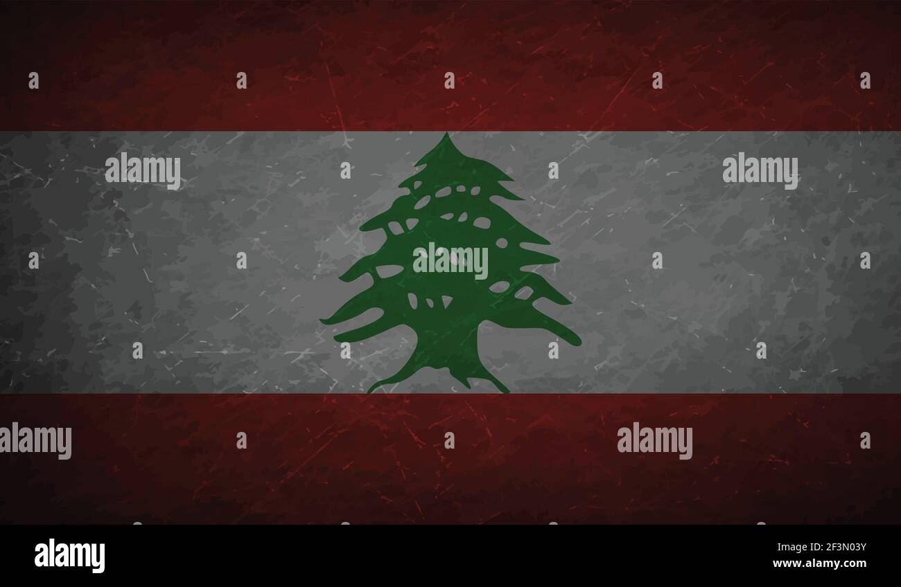 Lebanon flag with waving grunge texture. Vector background Stock Vector ...