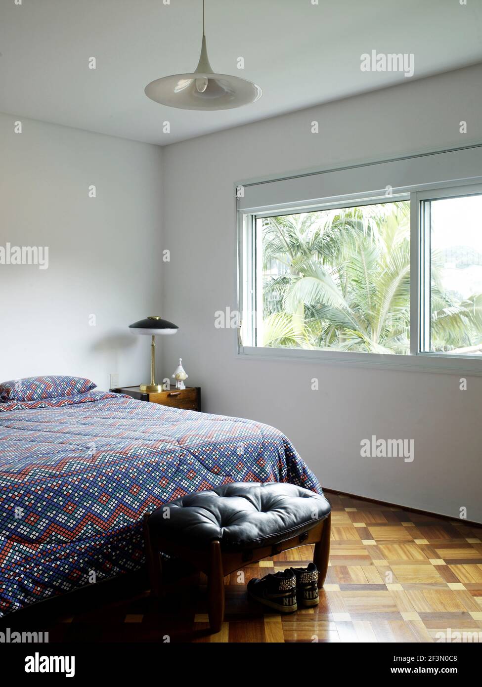 Double bed in bedroom in Brazilian home Stock Photo - Alamy