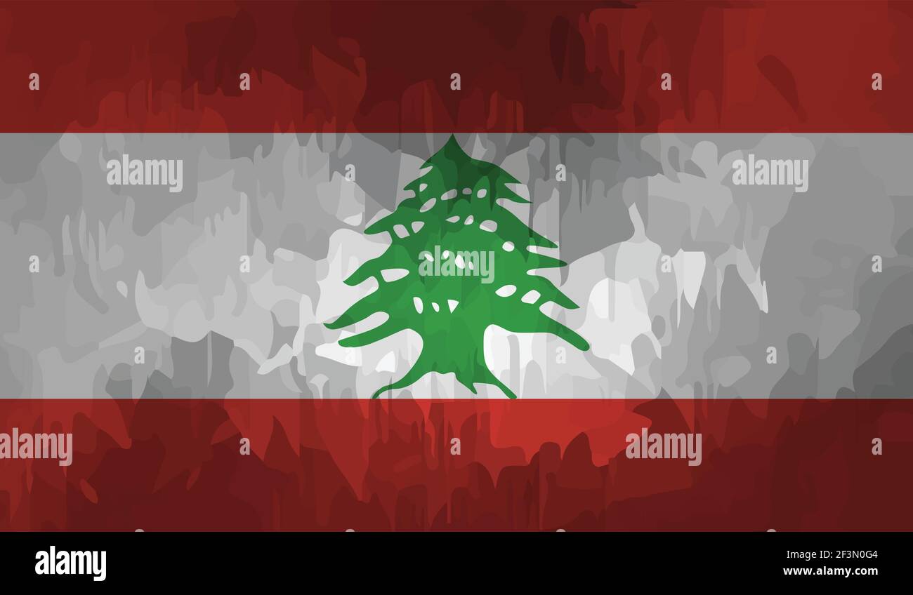 Lebanon flag with waving grunge texture. Vector background Stock Vector ...