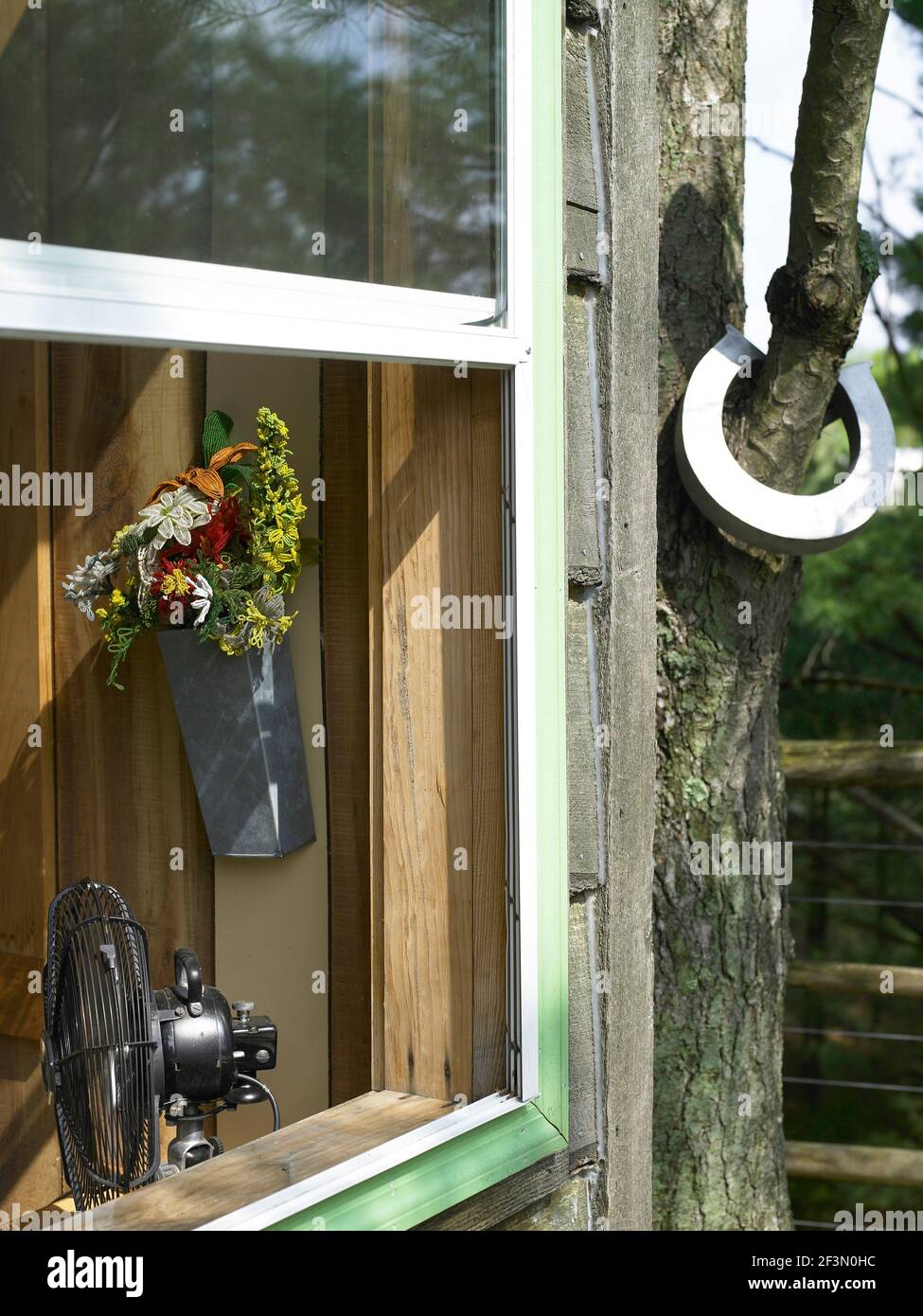 View through window of wood cabin USA home Stock Photo - Alamy