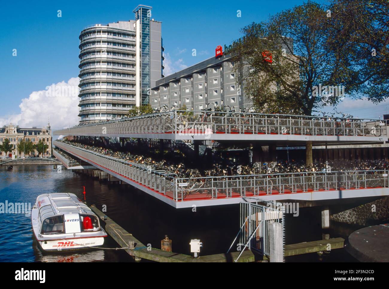 Bike park under the Ibis Hotel in Amsterdam 2001 Stock Photo - Alamy