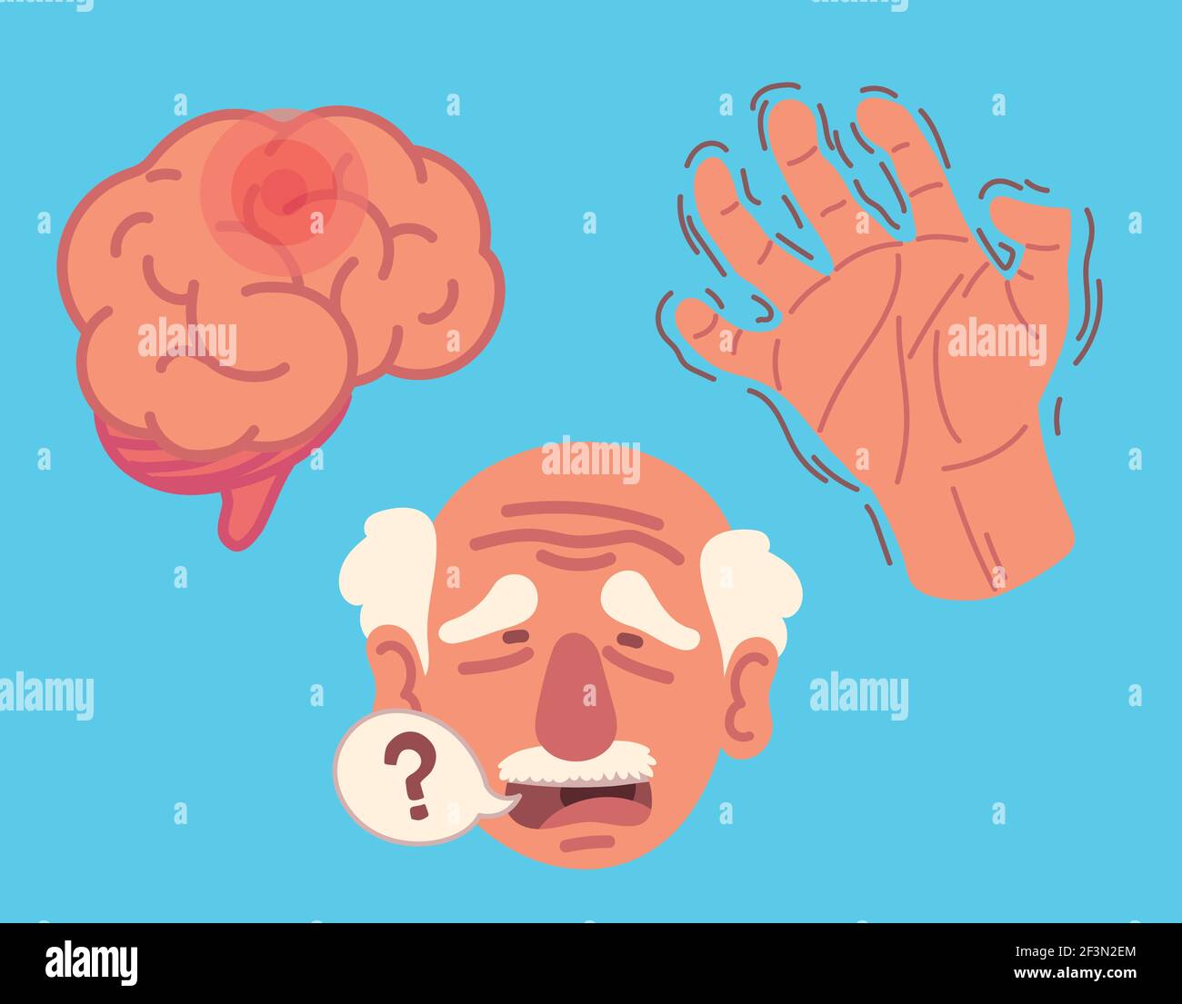 parkinson old man hand brain Stock Vector Image & Art - Alamy