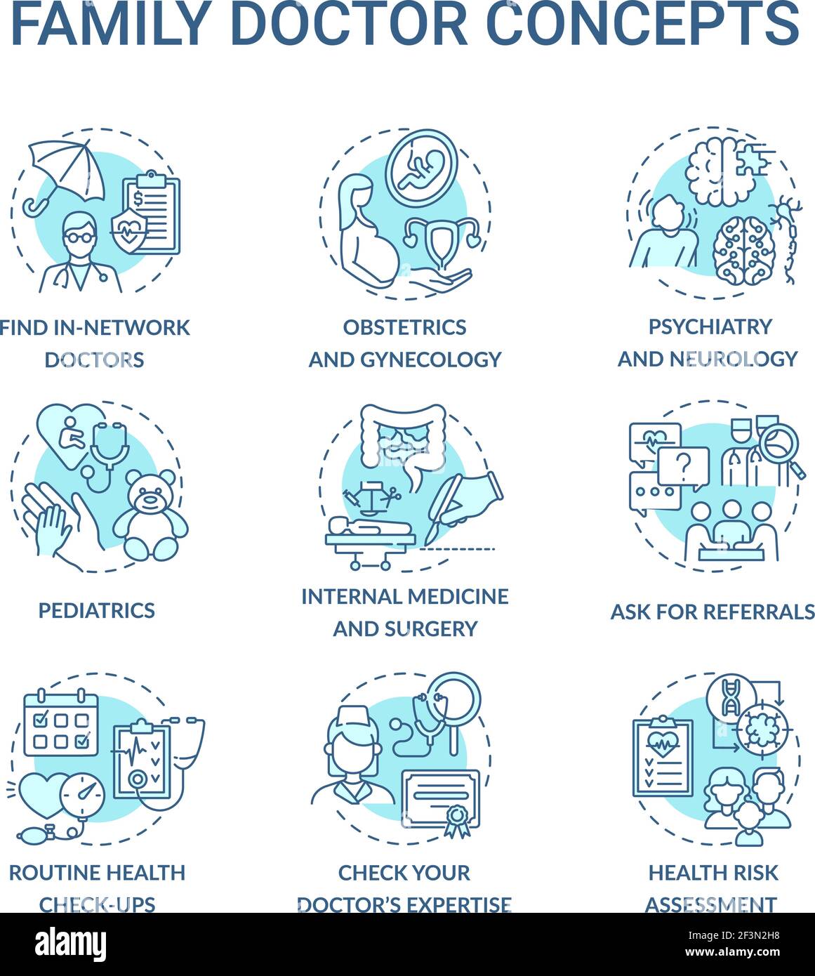 Family doctor blue concept icons set Stock Vector Image & Art - Alamy