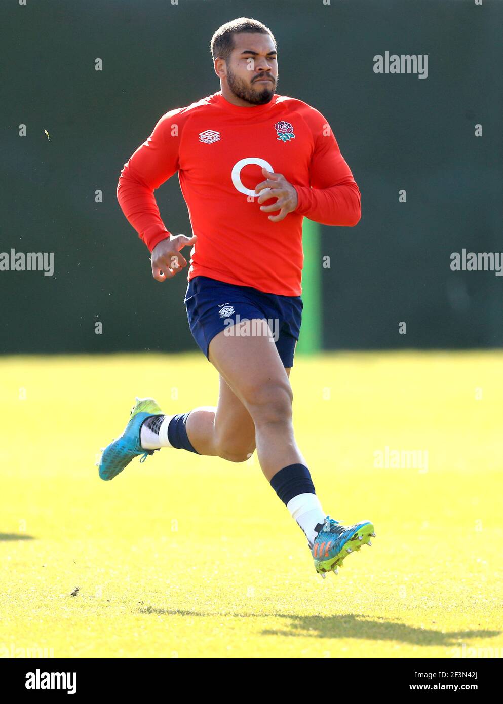 England's Ollie Lawrence during a training session at The Lensbury ...