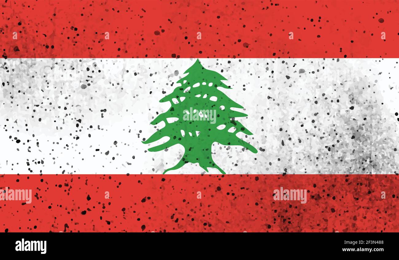 Lebanon flag with waving grunge texture. Vector background Stock Vector ...