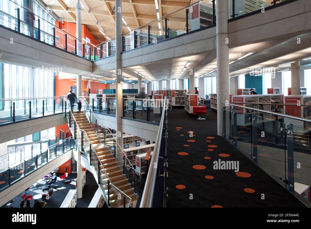 Interior view of Cardiff Library Stock Photo - Alamy