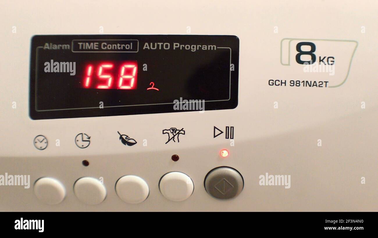 3D illustration - display button of Washing Machine Stock Photo - Alamy