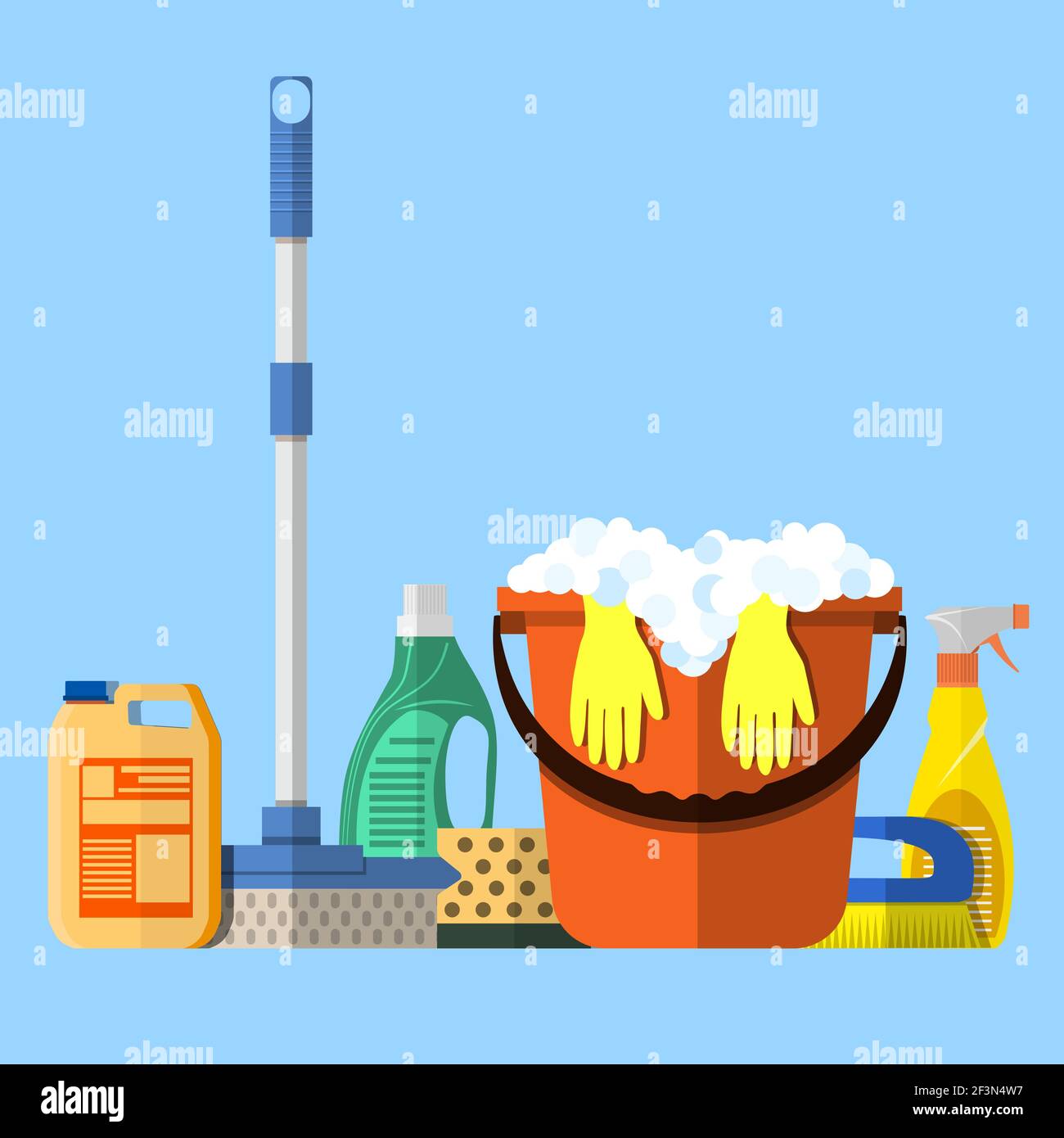 Mop blue bucket water Stock Vector Images - Alamy