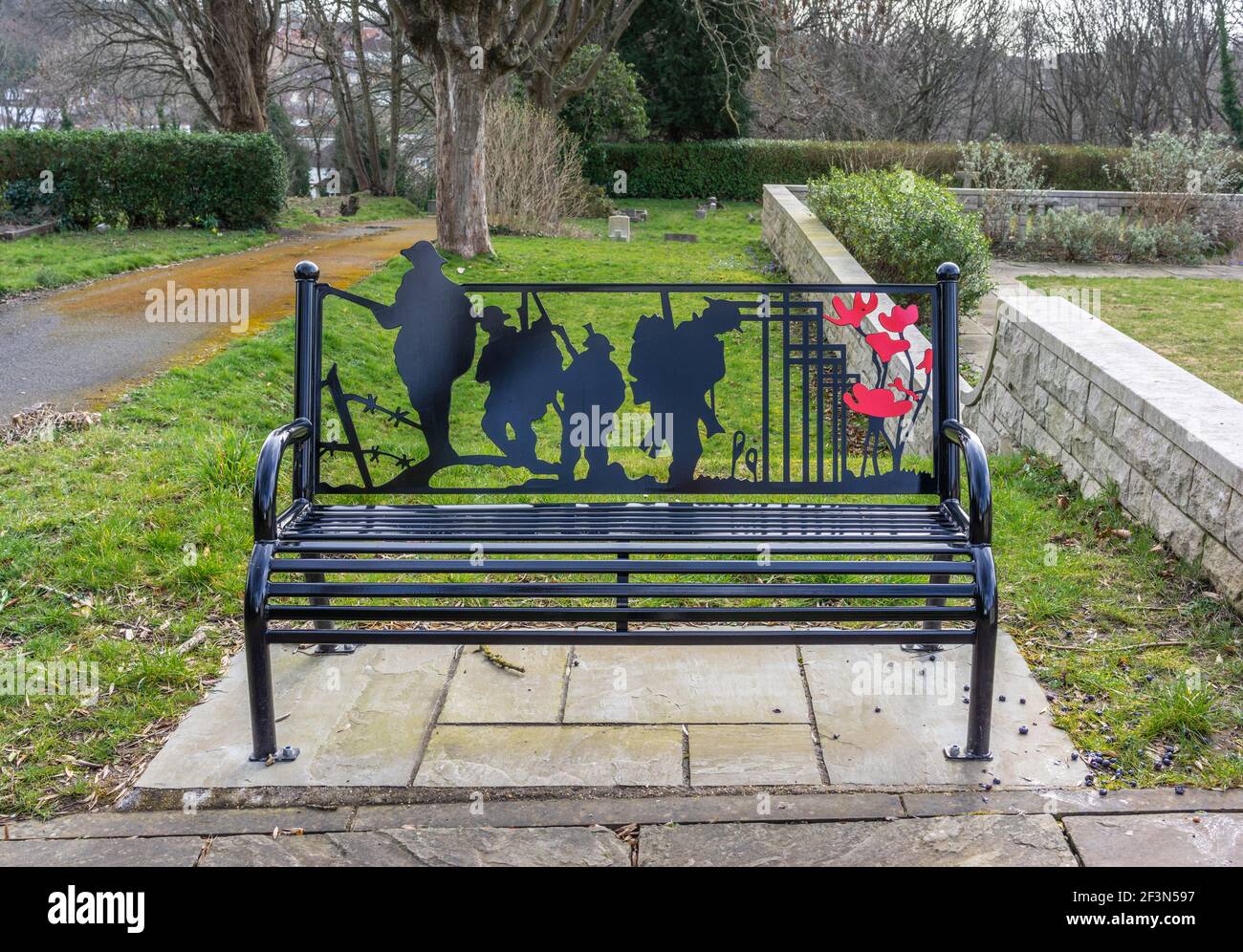 The memorial seat on Hollybrook Cemetery constructed by David Banks ...
