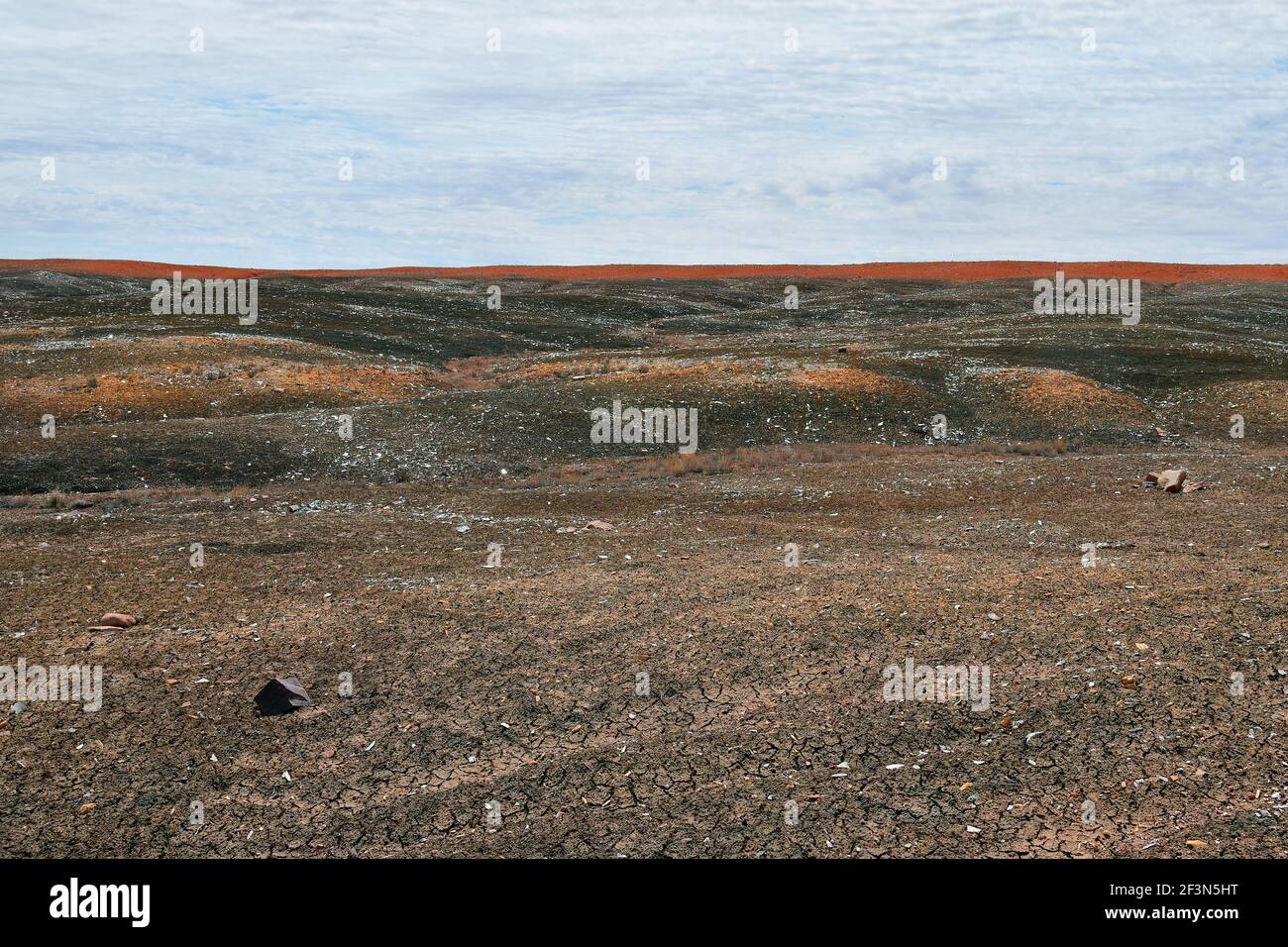 Australia, Coober Pedy, grim landscape named Moon Plaine, a vast ...