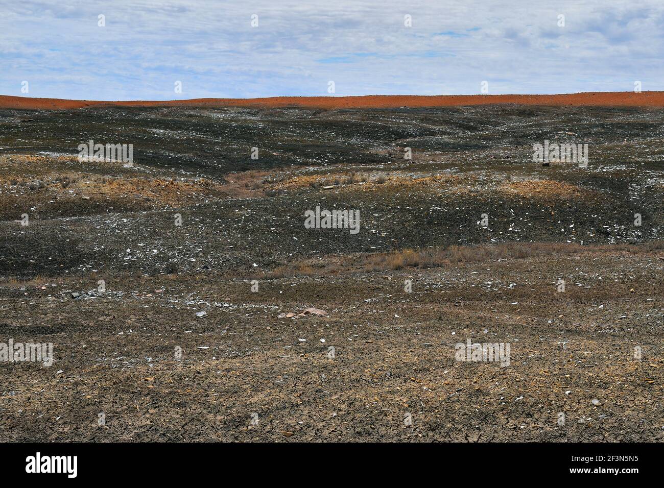 Australia, Coober Pedy, grim landscape named Moon Plaine, a vast ...