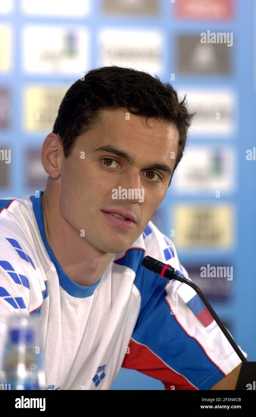 Russian Olympic gold medal Aleksandr Popov, during a press conference ...