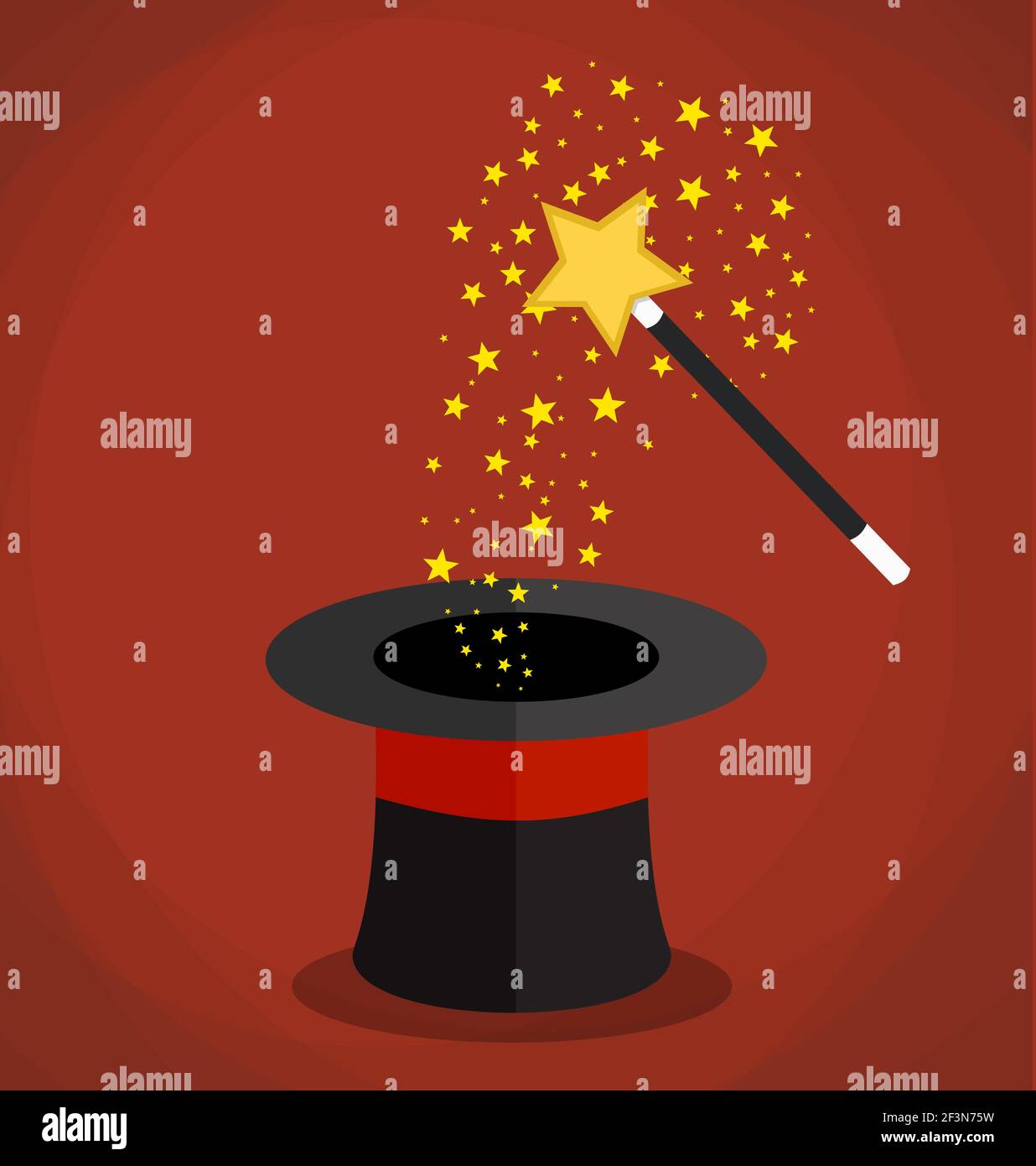 Magic hat and wand with sparkles, stars Stock Vector Image & Art - Alamy