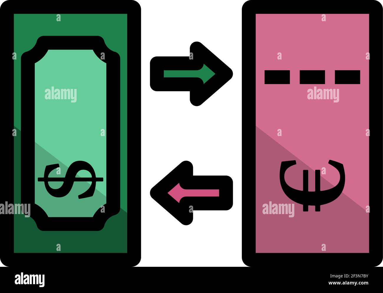 Currency Exchange Icon. Editable Thick Outline With Color Fill Design ...