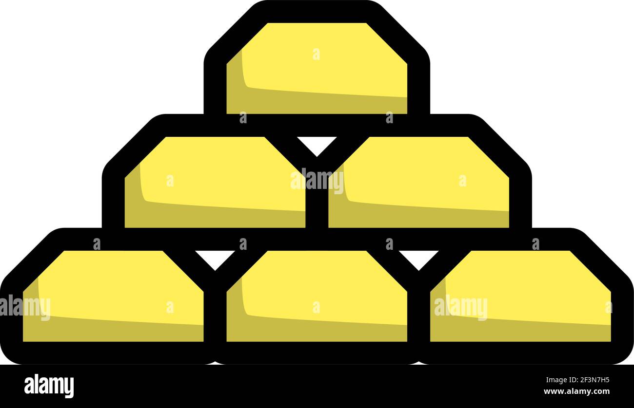 Gold Bullion Icon. Editable Thick Outline With Color Fill Design ...