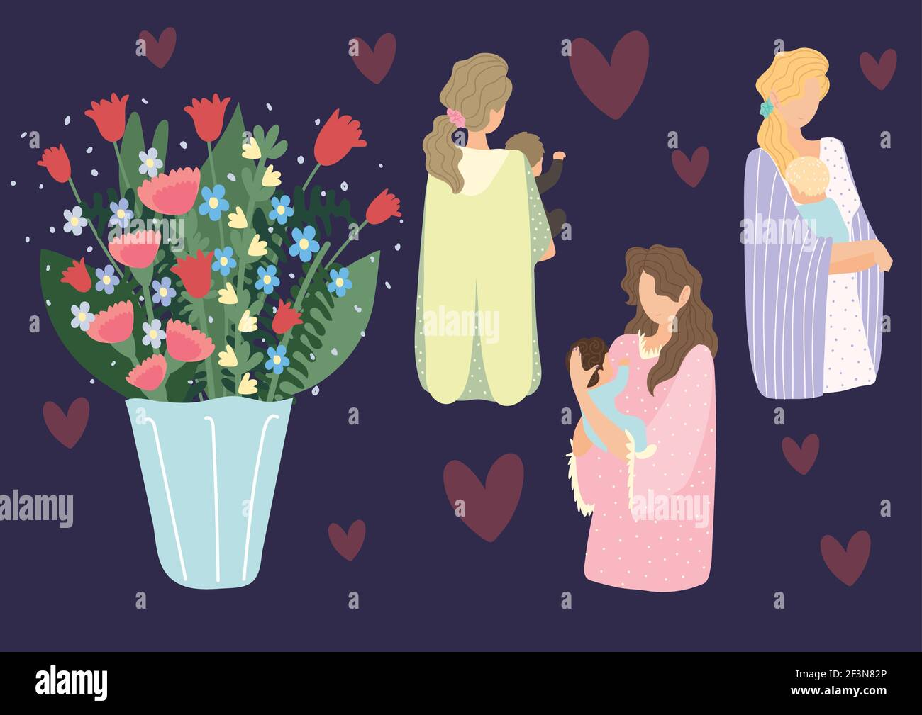mothers babies flowers lovely cartoon Stock Vector Image & Art - Alamy