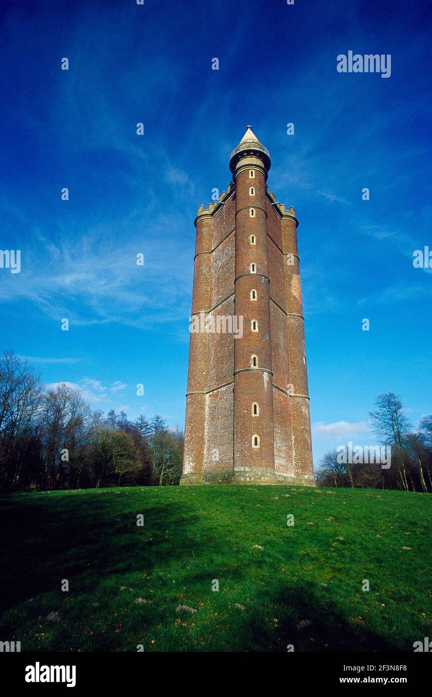 King Alfred's Tower. Folly building. Low angle Stock Photo - Alamy