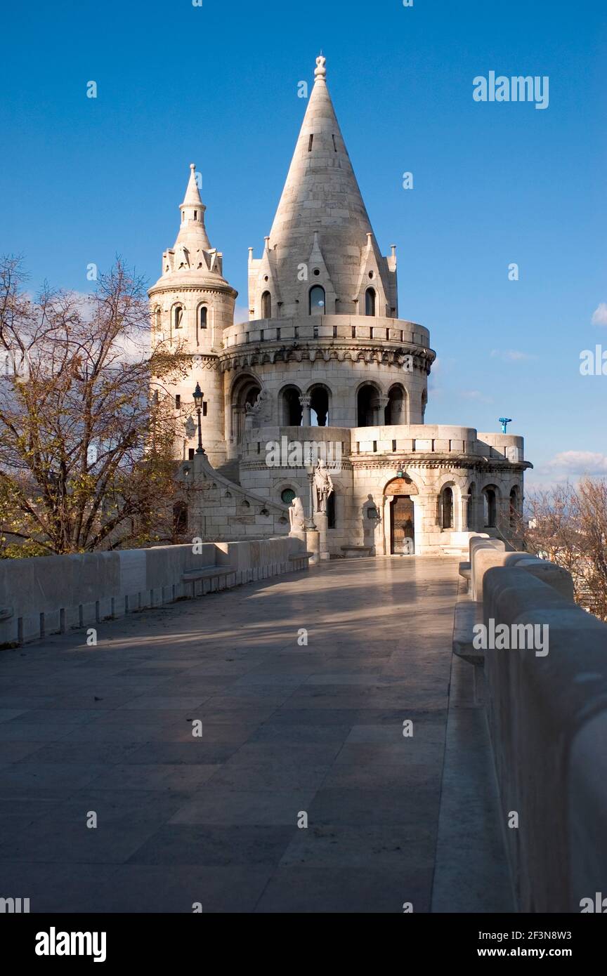The Halaszbastya or Fisherman's Bastion is a terrace in neo-Gothic and ...