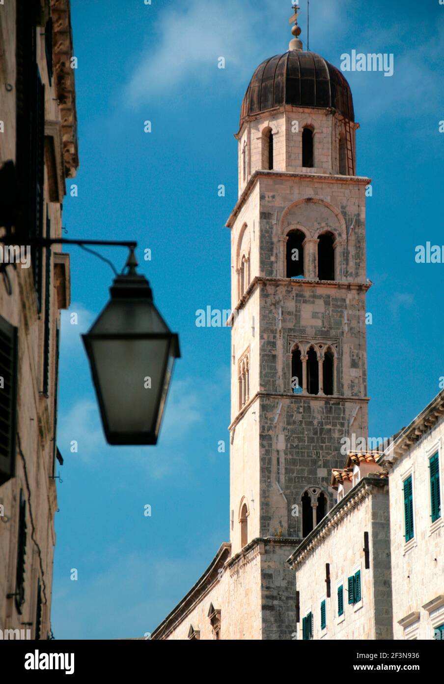 Tower of Franciscan Monastery. Religious historic building in old city ...