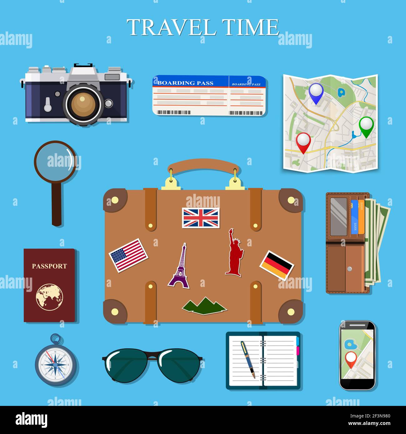 Vacation concept compass icons Stock Vector Images - Alamy